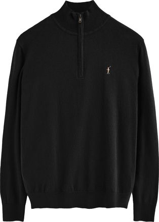 Polo Club Pullover schwarz aus Wollgemisch mit halbem Rei&szlig;verschluss und gesticktem Rigby Go-Logo