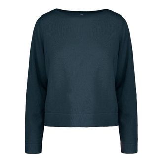 Bomboogie Femme, Pulls, Bleu, Taille: 44 FR Top en lin et coton &agrave; encolure bateau