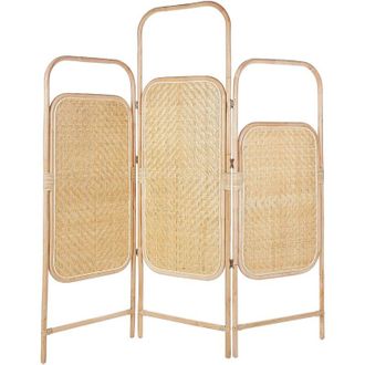 Beliani Raumteiler Rattan Natur 166 x 180 cm 3-teilig Trennwand Paravent Raumtrenner Modern Boho