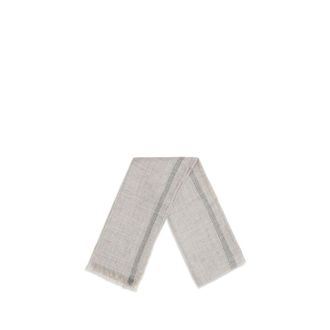 Brunello Cucinelli Mens Gray Linen Scarf