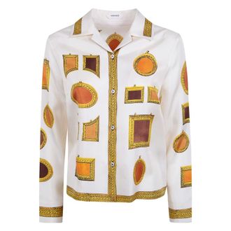 Versace Femme, Blouses et Chemises, Multicolore, Taille: 38 FR Chemise D&eacute;contract&eacute;e Imprim&eacute;e en Twill de Soie The Gallery