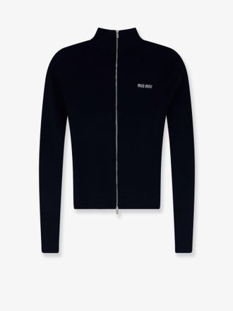Miu Miu Cotton cardigan with front logo inlay - MIU MIU - gender_Woman