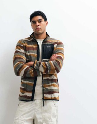 Regatta Frankie kuscheliges Borg-Fleece in Kaffeebraun mit Bergmotiv