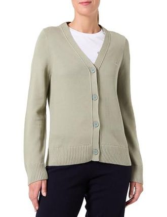 GANT Gant Cardigan Classique en Coton pour Femme, Couleur : Sauge, S