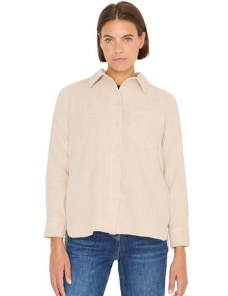 Cecil Damen 3412161 Cordhemdbluse, Oat Milk beige, XX-Large