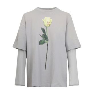 Acne Studios Femme, Tops, Gris, Taille: 38 FR T-shirt graphique superpos&eacute;