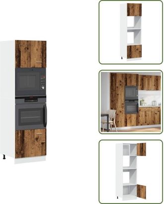 vidaXL Mikrowellenschrank Altholz-Optik 60x57x207 cm Holzwerkstoff - Mikrowellenschrank - Mikrowellenschr&auml;nke - Schrank Mikrowelle - Mikrowellenumbauschrank