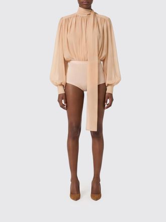 Elisabetta Franchi Seidengeorgette-Bluse mit Ballon&auml;rmeln