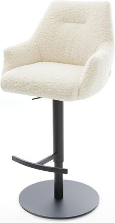 DELIFE Barstuhl Alja-Flex Teddystoff Beige Drehfu&szlig; h&ouml;henverstellbar Metall Schwarz Taschenfederkern, Barst&uuml;hle