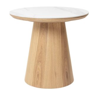 Giga Meubel Beistelltisch Alba Weiß Keramik/Natur Ø60x55cm