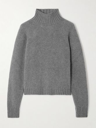 The Elder Statesman Pull Raccourci À Col Montant En Cachemire - Gris