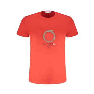 Trussardi Rotes Baumwoll-Logo-Print-T-Shirt - - Tops - Herren - Rot - XL