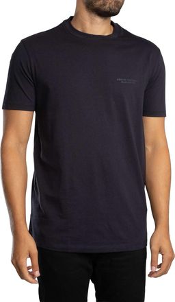 A|X Armani Exchange Mens Short Sleeve Side Milano-New York Logo Lettering T-Shirt, Blue, XL