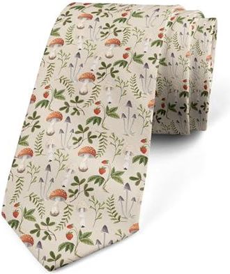 Generic Cravate Pour Hommes Champignon Beige Rouge Vert Tendance Tie &Eacute;l&eacute;gant Cravate Homme Pour Affaires F&ecirc;te C&eacute;l&eacute;brations