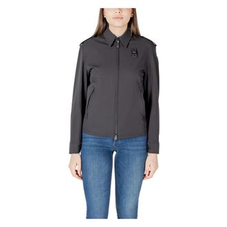 Blauer Schwarze Jacke mit Rei&szlig;verschluss und Taschen - - Jackets - Damen - Grau - S
