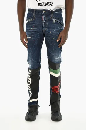 Dsquared2 Jeans mit Vintage-Effekt mit veganem Lederdetail auf der R&uuml;ckseite 16cm Dsquared2