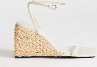 Topshop Elysia - Sandales en deux parties en raphia - Blanc cass&eacute;
