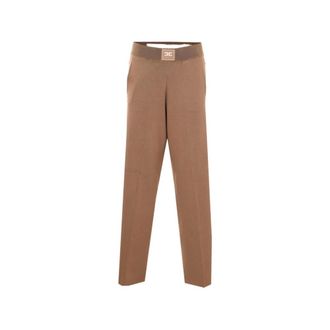 Elisabetta Franchi Strickhose mit gl&auml;nzenden Viskoseb&auml;ndern - - Trousers - Damen - Braun - S