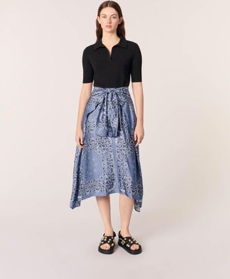 Maje Robe Trompe-lail Imprim&eacute;e - Bleu Bandana Print - Taille 34 - Maje
