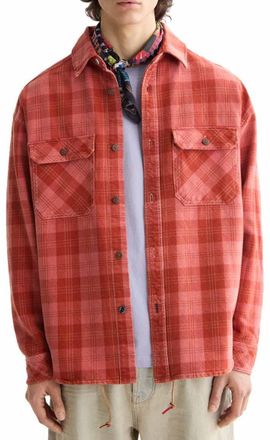 Scotch & Soda Herren Overshirt Washed Denim Kariert, Rot kariert 610, M