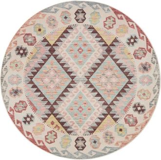 benuta Basic Waschbarer Teppich George - Multicolor 160 cm Rund - Kunstfaser - Rund & im Style: Kelim, Ethno-Style, Shabby Chic - Pflegeleicht f&uuml;r