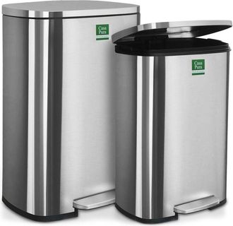Floordirekt Poubelle Dustin Fermeture automatique Acier inoxydable Capacit&eacute;: 50 litres