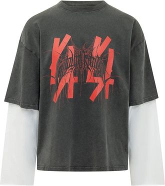 44 Label Group Over Double T-Shirt - - Tops - Herren - Schwarzk - XS