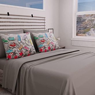 Petti Artigiani Italiani Bettwäsche-Set für französisches Bett, Bettlaken für Schuhe 2, Bettwäsche für Doppelbett, Druck nur auf Kissenbezügen, hergestellt in Italien