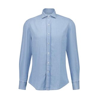 Brunello Cucinelli Homme, Chemises, Bleu, Taille: 2XL Chemise en denim coupe slim