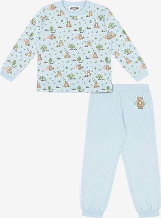 Moschino Moschino T-Shirt und Hose aus Baumwoll-Jersey mit Teddybär - Blau