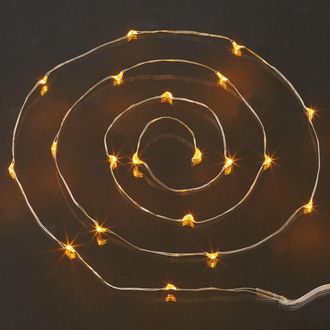 Hellum LED Kupfer-Lichterkette Tauperlen, 20 gelbe LEDs, 90 cm Lichtl&auml;nge, Indoor, batteriebetrieben (2AA), 570731