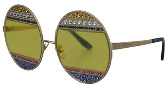 Dolce & Gabbana Womens Gold Oval Metal Crystals Shades Dg2209b Sunglasses