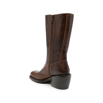 Dries Van Noten Sculptural Heel Leather Boot - Brown