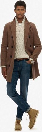Superdry Merchant - Manteau de ville &agrave; chevrons - Marron camel-Brown