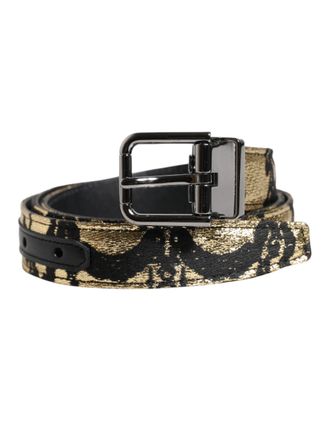 Dolce & Gabbana Mens Multicolor Jacquard Leather Metal Buckle Belt