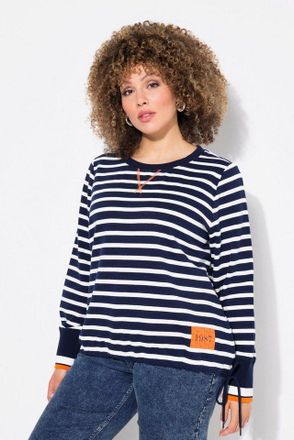 Ulla Popken Sweatshirt Sweatshirt Ringel Tunnelzug Rundhals Langarm