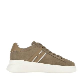 Hogan Homme, Chaussures, Brun, Taille: 39 1/2 EU Baskets en Daim Marron avec D&eacute;tails en Cuir