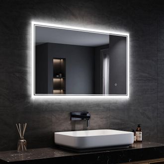 Sonni Badspiegel LED Beleuchtung Touch Schalter Klatwei&szlig; Mit Power Off Memory Funktion Energiesparend IP44 100x60cm
