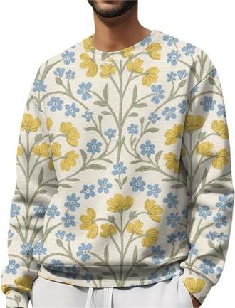 Generic Sweatshirts pour hommes Pulls pour hommes Automne Aquarelle 3D Imprimé Col Rond Pull Décontracté Haut Manches Longues Sweatshirt Décontracté, jaune, X