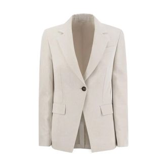 Brunello Cucinelli Femme, Vestes, Blanc, Taille: 36 FR Veste en Coton et Lin