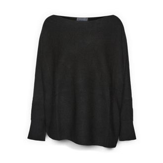 Elena Miro Viskose Pullover mit U-Boot-Ausschnitt - - Knitwear - Damen - Schwarzk - L