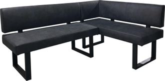 Byliving Eckbank Vancouver/Vintage Mikrofaser anthrazit/Metall Gestell schwarz pulverbeschichtet/Taschenfederkern/Langer Schenkel Links/Küchenbank/Sitzbank / 1