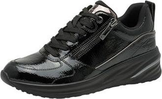 Tamaris Baskets Basses pour Femme - Noir - Brevet - Taille 42 EU, Imprim&eacute; Noir, 42 EU