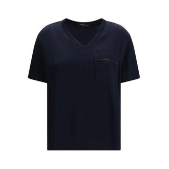 Fabiana Filippi Femme, Tops, Bleu, Taille: 36 FR T-shirt en viscose &agrave; col rond
