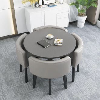 Generic Runder Esstisch (35,4 Zoll) f&uuml;r 4 Personen, Moderne Mehrzweck-Konferenz- und K&uuml;chenm&ouml;bel mit runden St&uuml;hlen, stilvolle Kombination aus Empfangs- und V