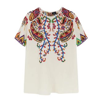 Etro Bedrucktes Seiden-T-Shirt - - Tops - Damen - Mehrfarbig - S