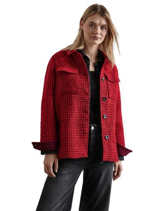 Street One Damen A212326 Karierte Boucl&eacute; Jacke, Infernal red, 40