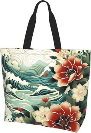 Generic Flots Sac Fourre-Tout Grand Tote Bag D&eacute;contract&eacute; Sac Cabas Pour Gym Shopping Travail