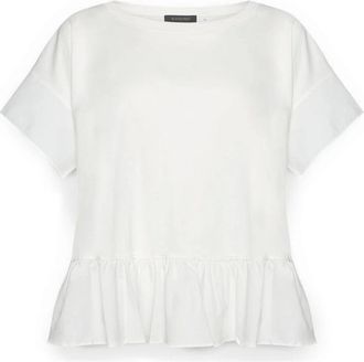 Elena Miro Femme, Blouses et Chemises, Blanc, Taille: 42/44 FR T-shirt &agrave; ourlet volant&eacute;
