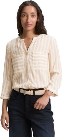 Tom Tailor Damen 1016190 Bluse, 38624 - Beige White Stripe, 40 EU